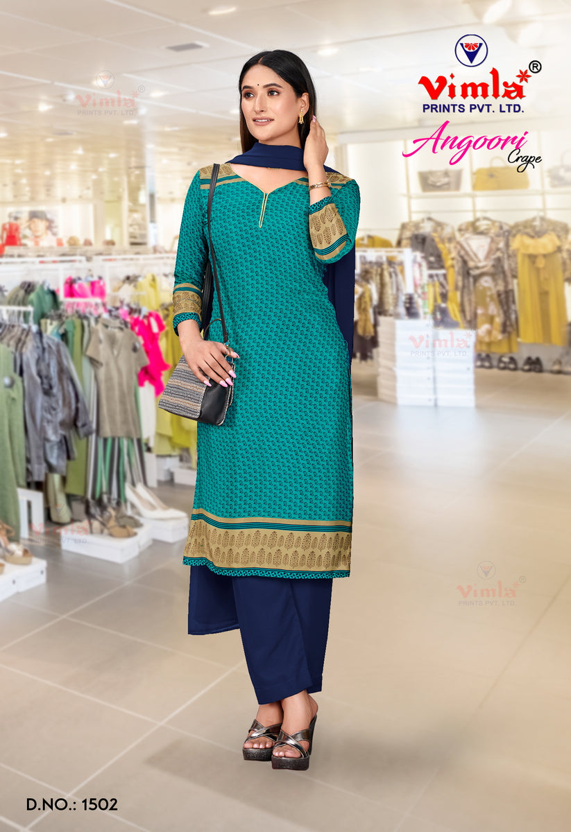 Buy Angoori Crape Fabric Mustard Colour Uniform Wear Printed Saree with ...