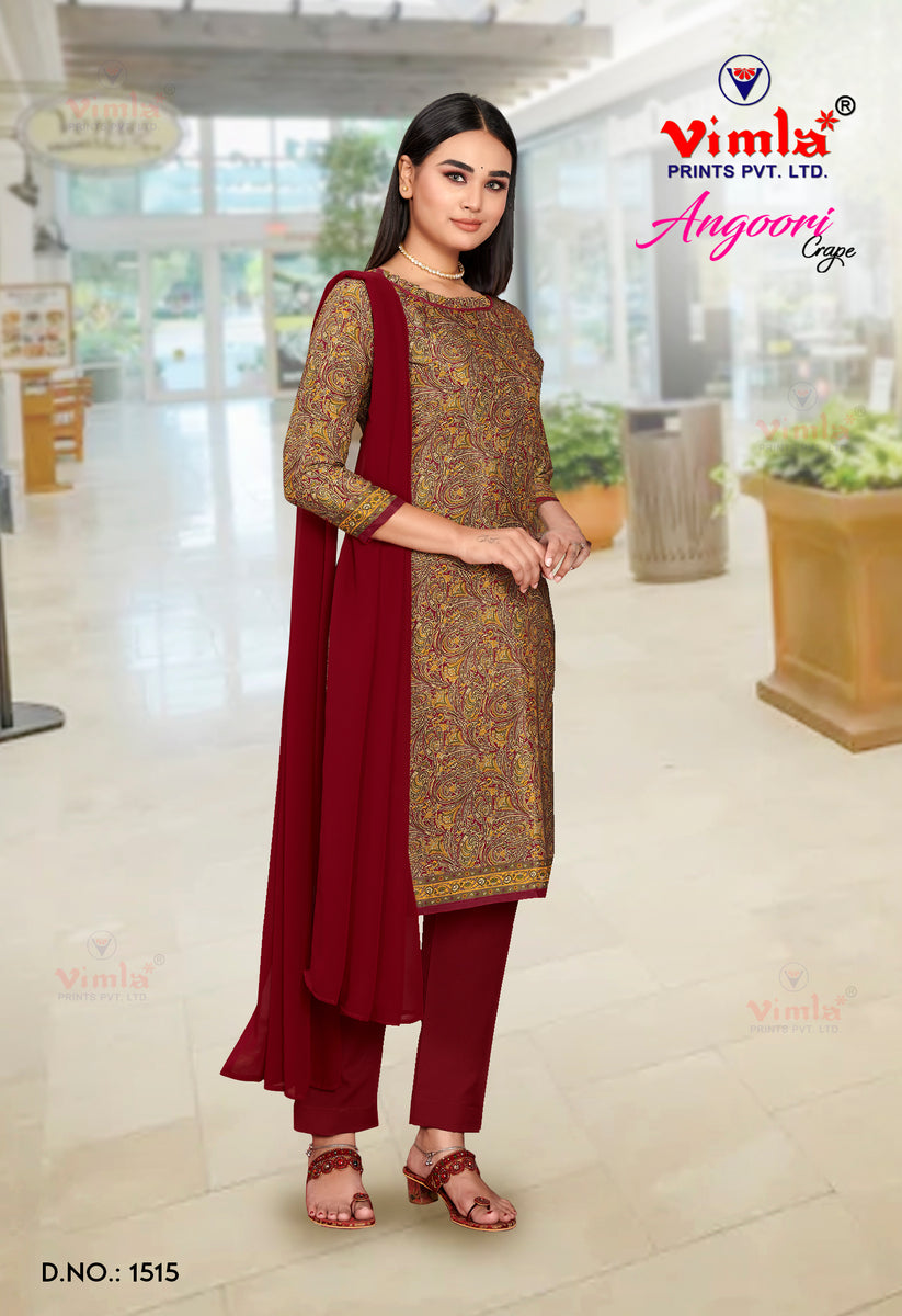 Buy Angoori Crape Fabric Navy Blue Colour Uniform Wear Printed Saree ...