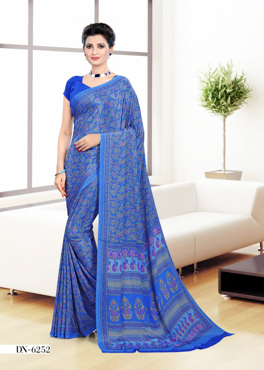 Online Shopping of Angoori Crape Fabric Blue Colour Uniform Wear ...