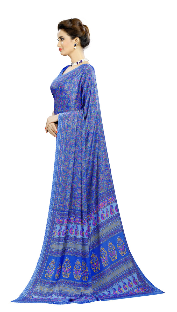 Online Shopping of Angoori Crape Fabric Blue Colour Uniform Wear ...